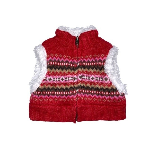GAP | Jackets & Coats | Preppy Red White Soft Knit Sherpa Lined Sweater ...